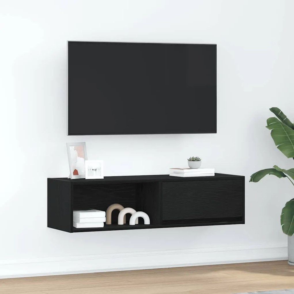 TV skříňka Černý dub 100x31x25,5 cm Dřevěná konstrukce