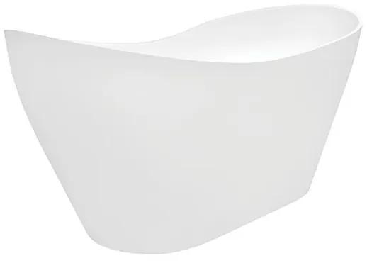 Besco Volně stojící vana z litého mramoru Viya Matt 160x70 (170x71) Barva: Bílá, Rozměry (cm): 158x70,5, Typ a barva výpustě: Click-Clack s horním čištěním, chrom