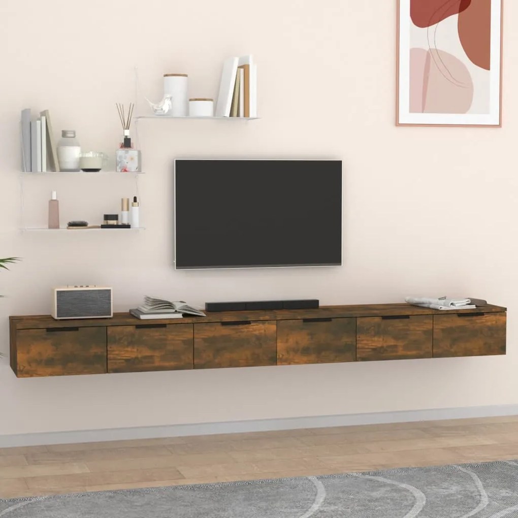 Nástěnné skříňky 2 ks kouřový dub 102x30x20 cm kompozitní dřevo 3115905