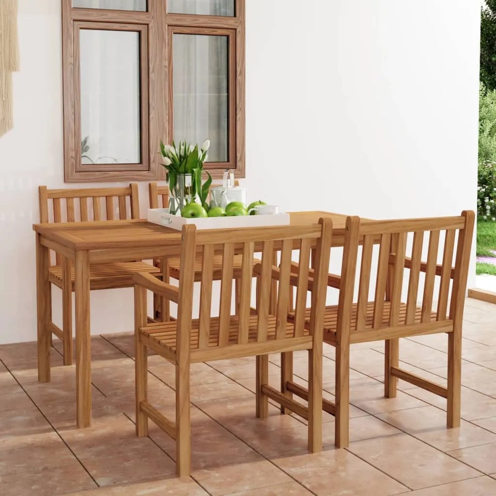 5dílná zahradní jídelní sada 180 x 90 cm masivní teakové dřevo 3059943