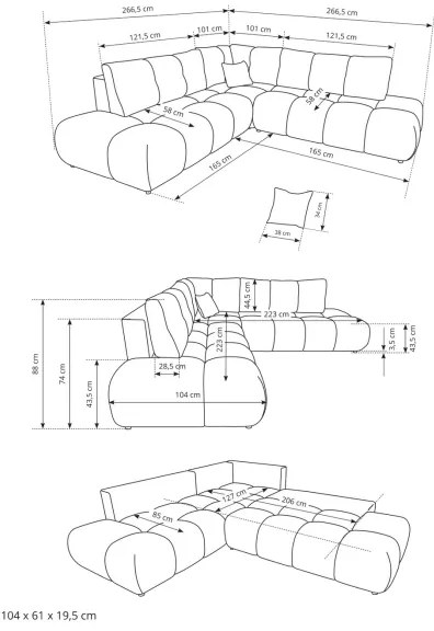 Rozk. rohová čalouněná sedací souprava s úlo. prostorem do L ALMADA pravá béžová