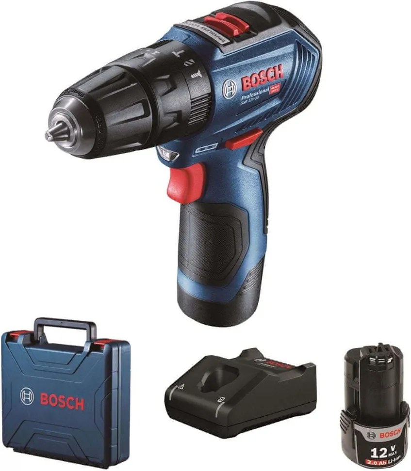 Bosch Professional Aku vrtací šroubovák Gsb 12V-30 (06019G9100) 2x2,0Ah