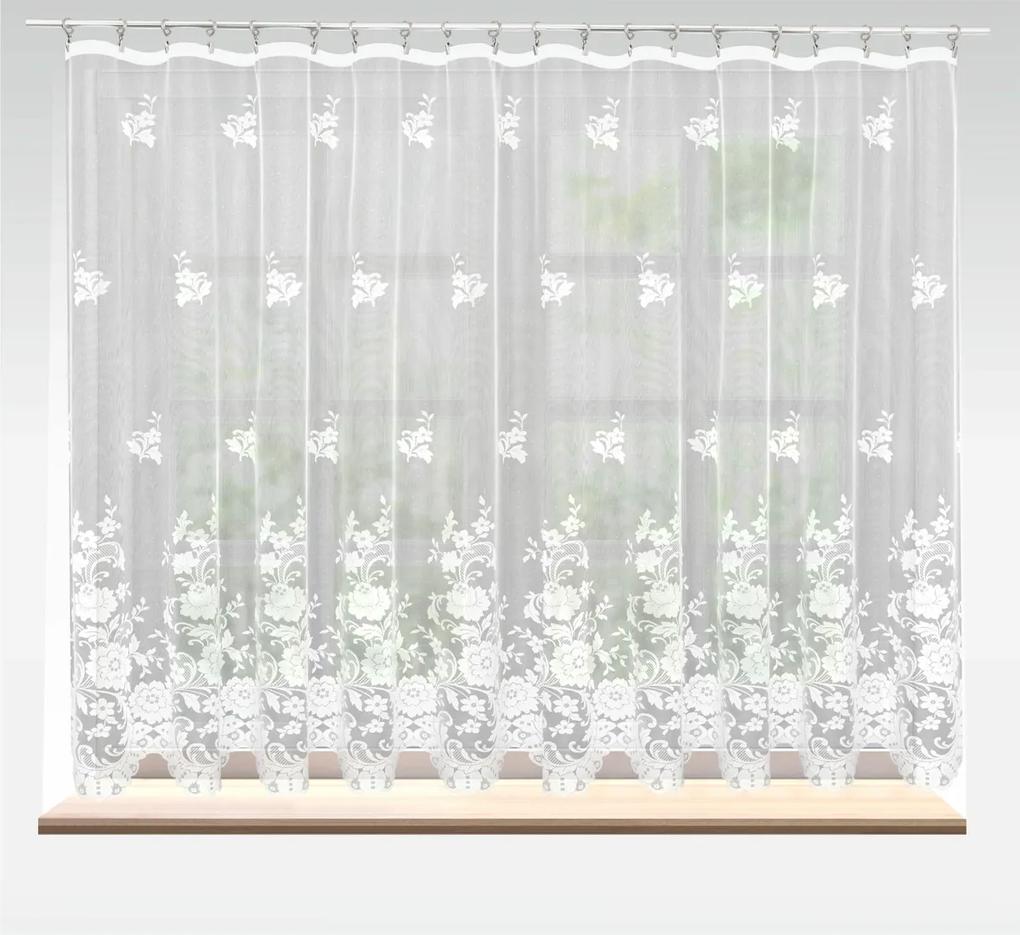 Záclona žakárová nebo balkonový  komplet, Florella metráž, bílá 170 cm