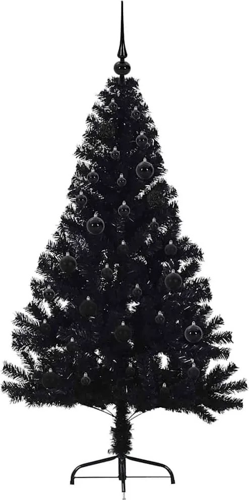 Umělý osvětlený vánoční stromeček Černá 150 cm PVC 3397129