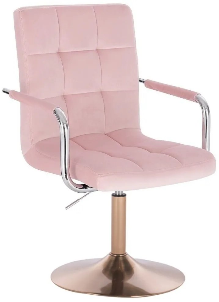 LuxuryForm DESIGN Otočná židle VERONA VELUR na zlatém talíři - růžová