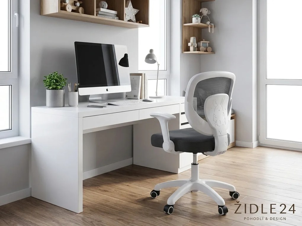Dětská židle AVENY - šedá síťovina