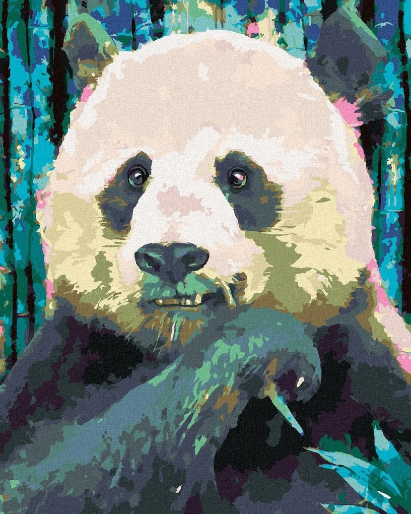 zuty zuty - malování podle čísel - barevná panda, 80x100 cm, plátno+rám