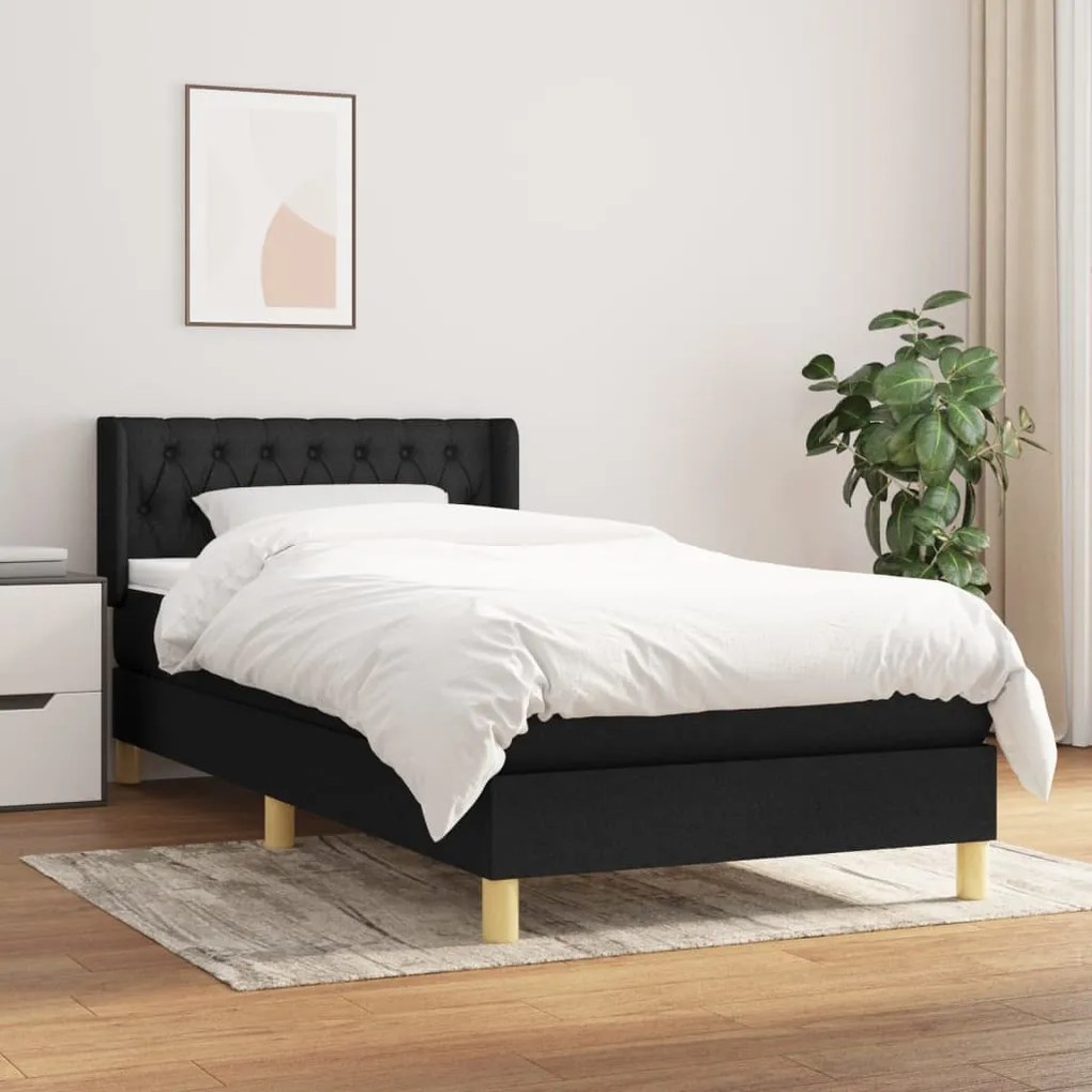 Box spring postel s matrací černá 90x190 cm textil 3130475