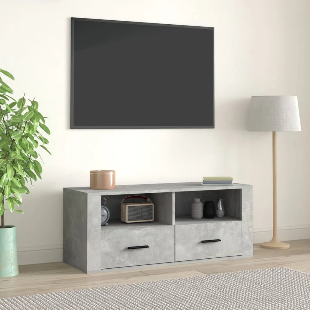 TV skříňka betonově šedá 100x35x40 cm kompozitní dřevo