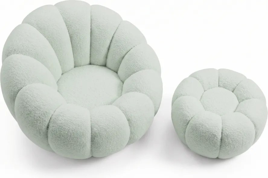 Designové křeslo BLOOM s taburetem, světle zelená