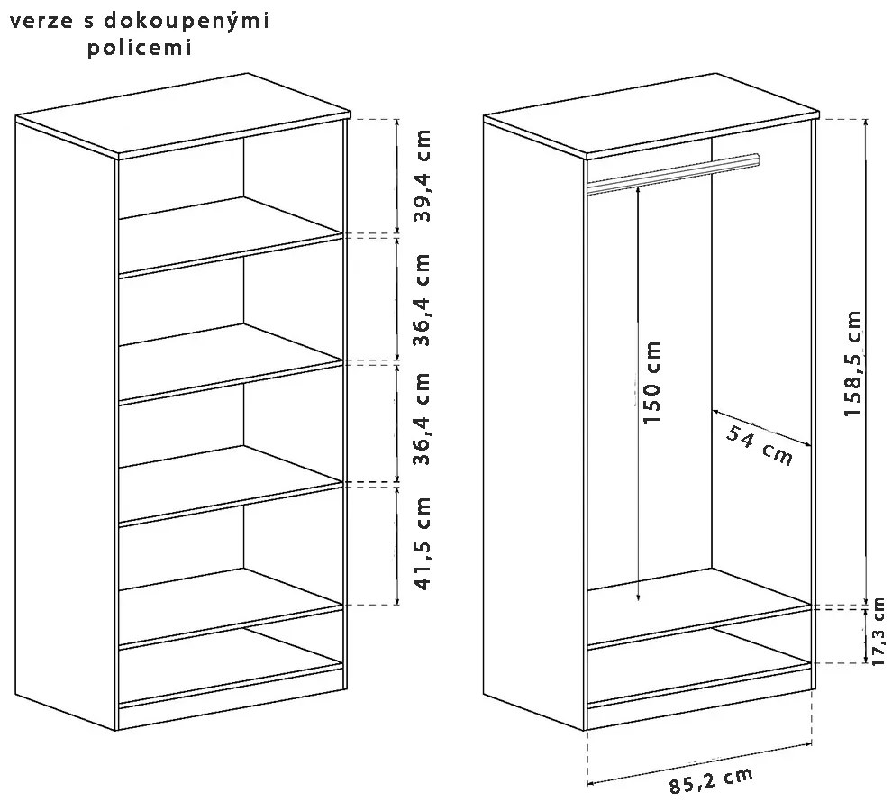 TADEUSZ L | šatní skříň T-7 | 90 cm | lefkas