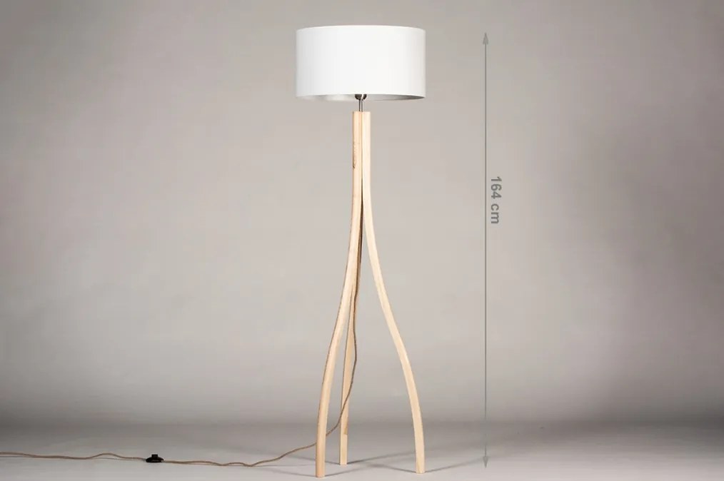 Stojací designová lampa Arbon White and Wood