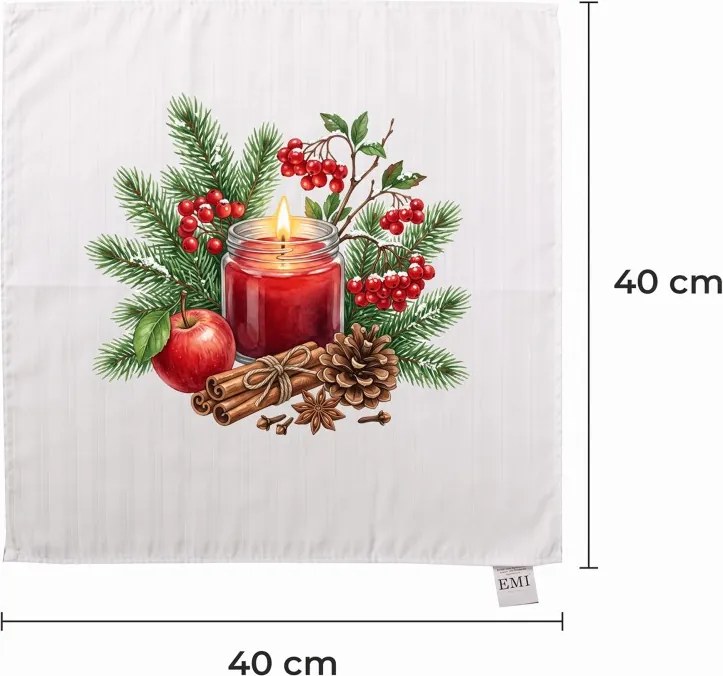 Damaškový ubrus Winter Cranberry 40x40 cm EMI