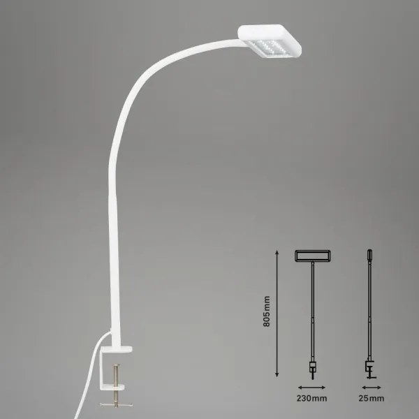 Brilo - LED Flexibilní stolní lampa s klipem TRASNA LED/7,5W/230V bílá