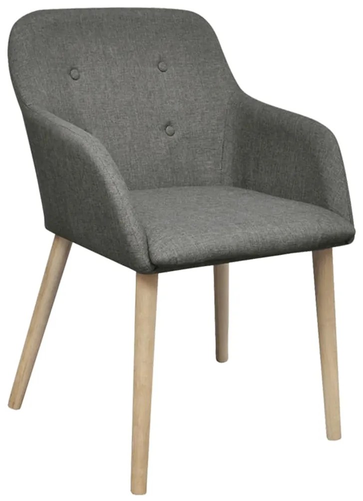 Jídelní židle 2 ks světle šedé textil a masivní dubové dřevo 241156