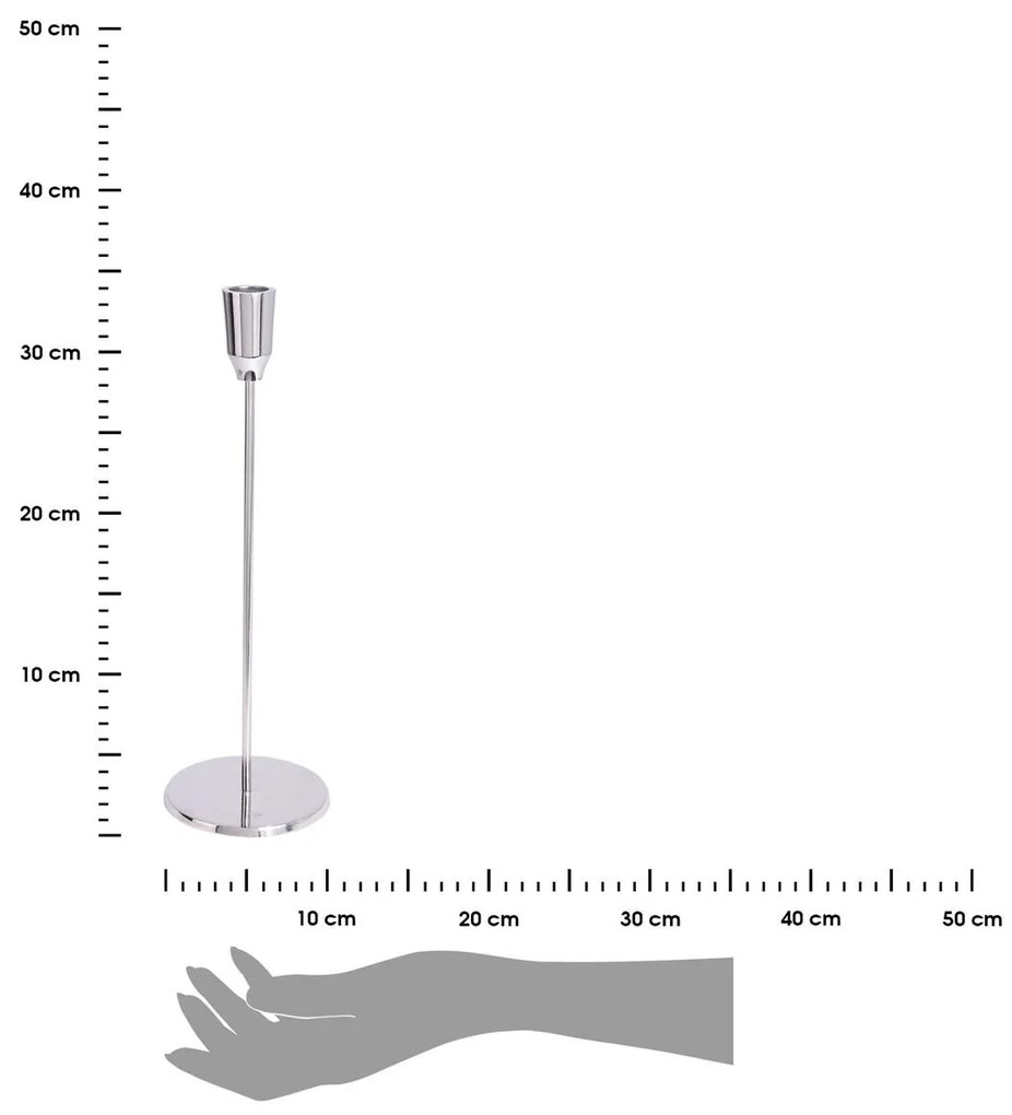 Svícen Deia 34,5 cm stříbrný