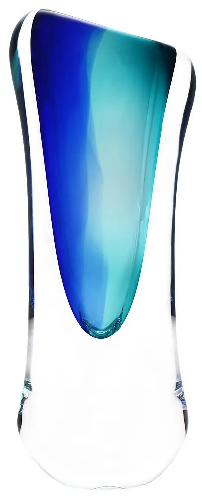 Skleněná váza hutní 00, modrá a tyrkysová, 20 cm | České hutní sklo od Artcristal Bohemia