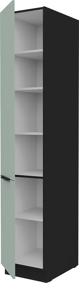 ARIA sc | vysoká skříňka 40 DK-210 2F potravinová s policemi | 40 cm | ANTI FINGERPRINT povrch | černá/aquamarine