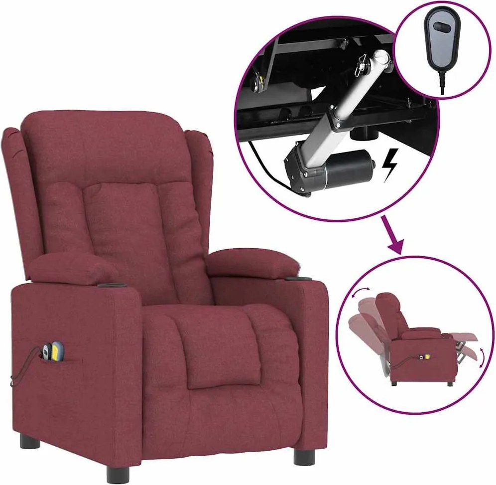 Elektrické masážní křeslo vínové textil 3098792