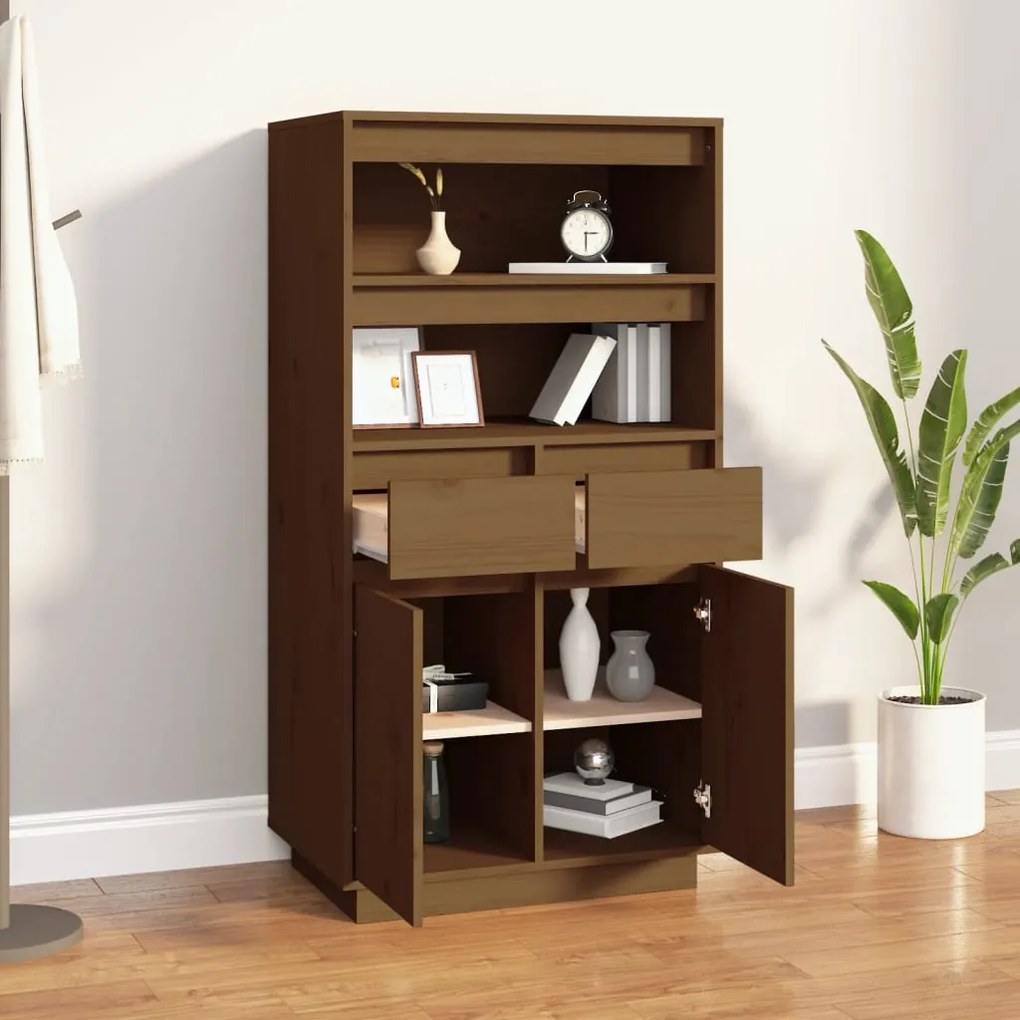 Skříň highboard medově hnědá 60x40x116,5 cm masivní borovice,  814537