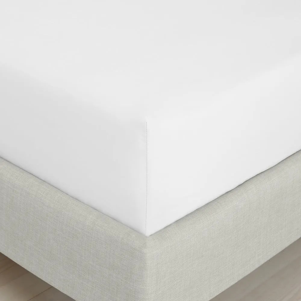 Bílé napínací prostěradlo z bavlněného perkálu 90x190 cm Cotton Percale – Bianca