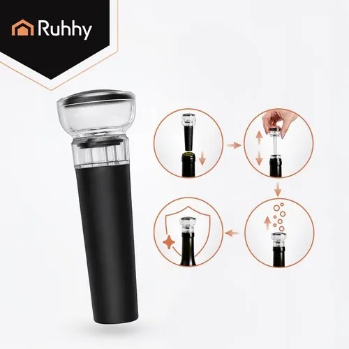 Automatický elektrický otvírák na víno 4 v 1, USB, černý Ruhhy 27312