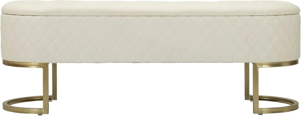 Lavice Sharon 120 cm s úložným prostorem ekokůže bílá/zlatá