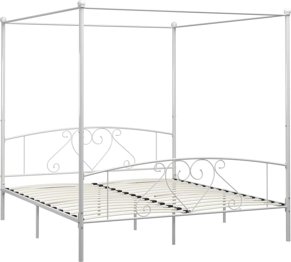 Rám postele s nebesy bílý kovový 180 x 200 cm 284431