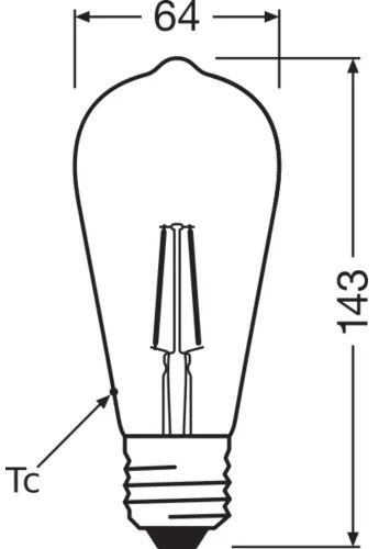 LED žárovka E27 OSRAM Edison Filament 5,8W (60W) neutrální bílá (4000K) stmívatelná