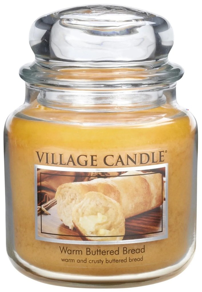 VILLAGE CANDLE Svíčka ve skle Warm Buttered Bread 397 g, žlutá barva, sklo