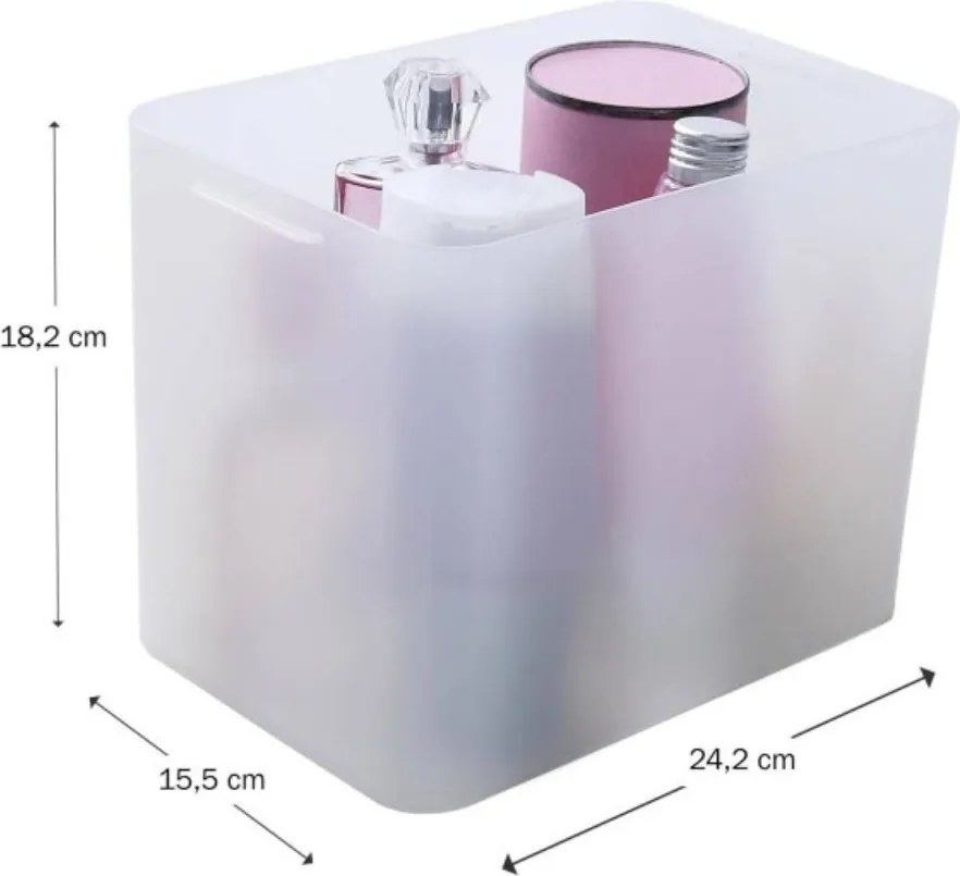 SUNDIS Plastový úložný organizér Pure Box A5 vysoký, mléčný 24,2 x 15,5 x 18,2 cm