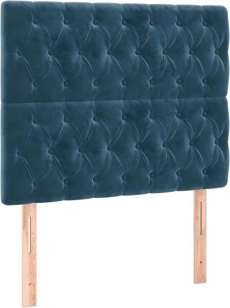 Box spring postel s matrací tmavě modrá 100x200 cm samet 3129379