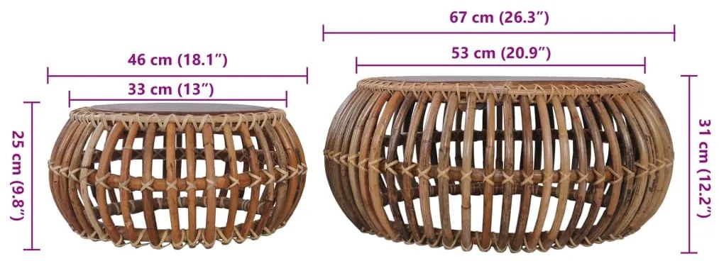 vidaXL Marketos Konferenční stolky 2 ks přírodní ratan