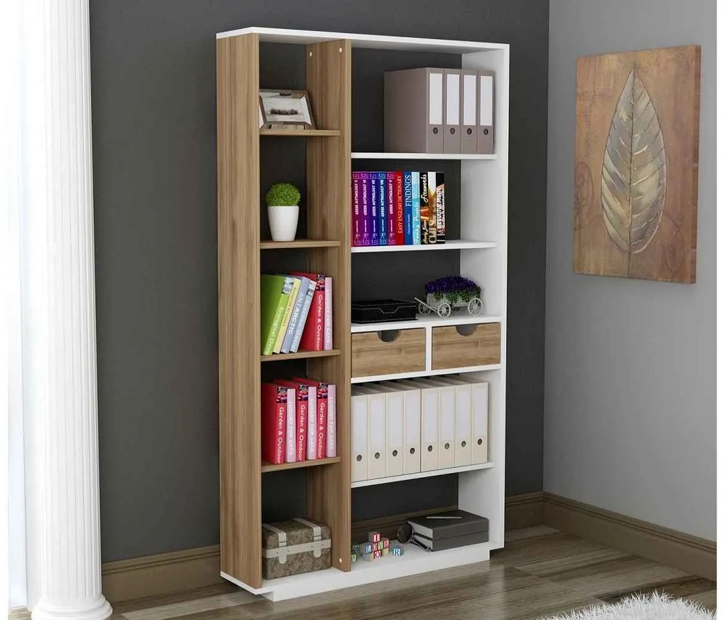 Designový regál Caitir 188,6 cm ořech bílý