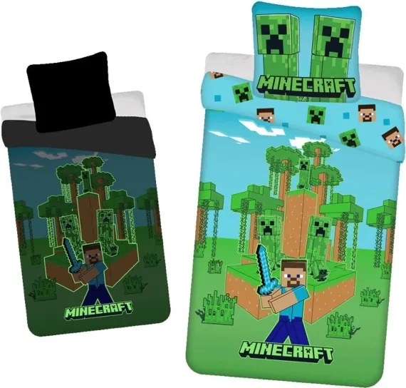 Jerry Fabrics Povlečení Minecraft Jungle Fight svítící efekt 140x200, 70x90 cm