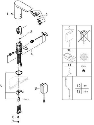 GROHE 36453000 - Infra el. umyvadlová baterie BAU COSMOPOLITAN E 123 mm chrom