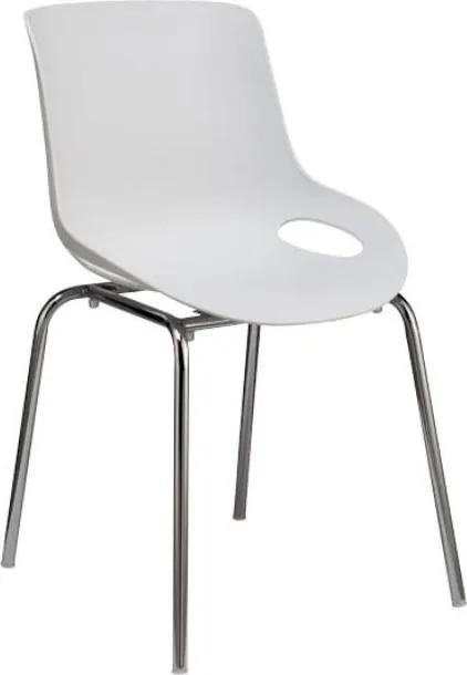 Tempo Kondela Jídelní židle, chrom + plast, bílá, EDLIN