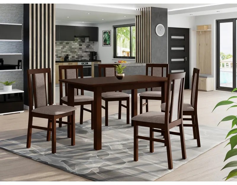 Rozkládací stůl se 6 židlemi - AL65, Barva dřeva: olše, Potah: Kronos 7