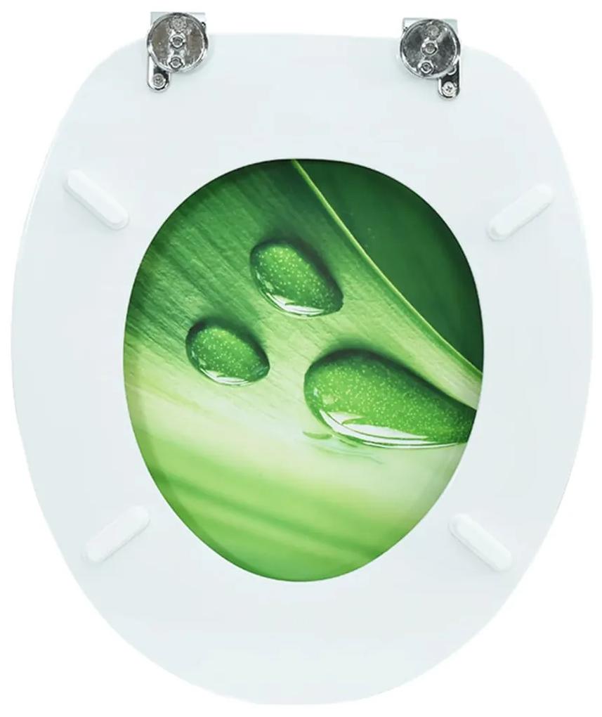 WC sedátko s víkem MDF zelené motiv vodních kapek - Default Title
