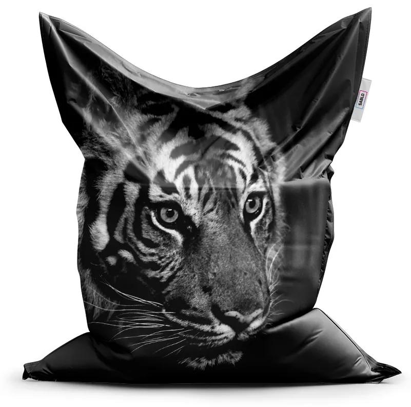 Sedací vak SABLIO - Černobílý tygr 150x100 cm