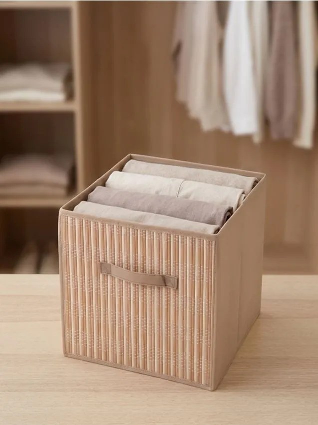 Sinsay - Úložný box s bambusovým čelem - béžová