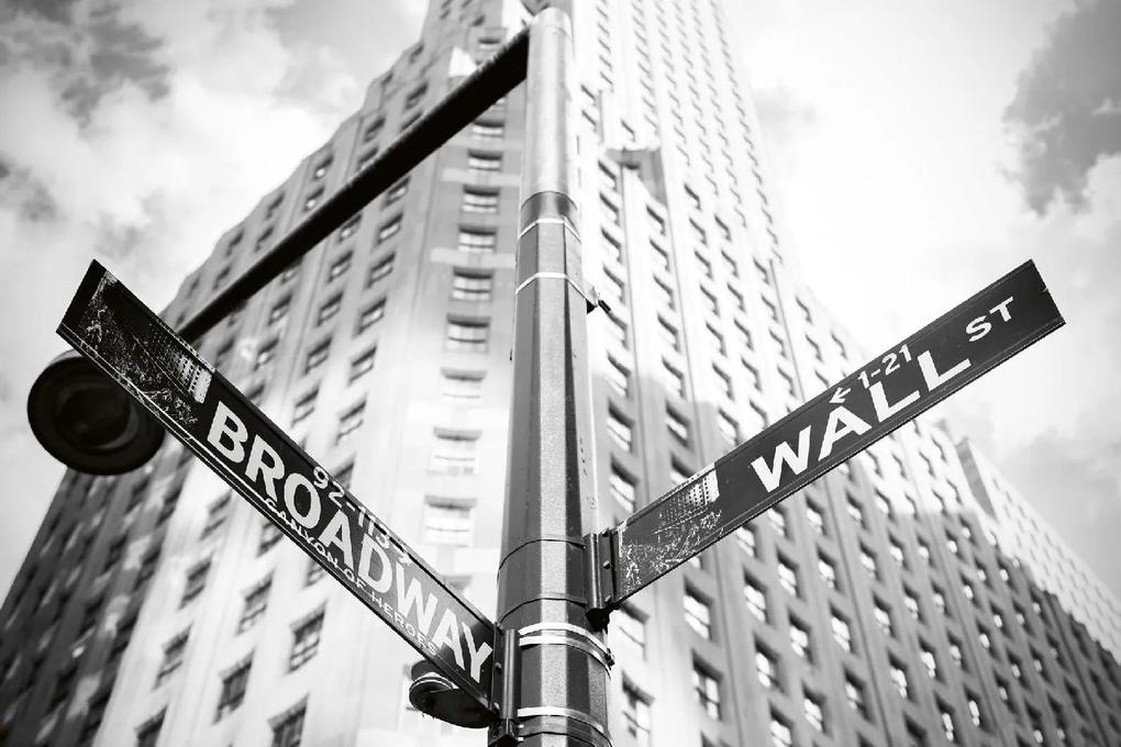 DIMEX | Samolepicí vliesová fototapeta na zeď Wall Street a Brodway MA-5-3005 | 375 x 250 cm | bílá, černá