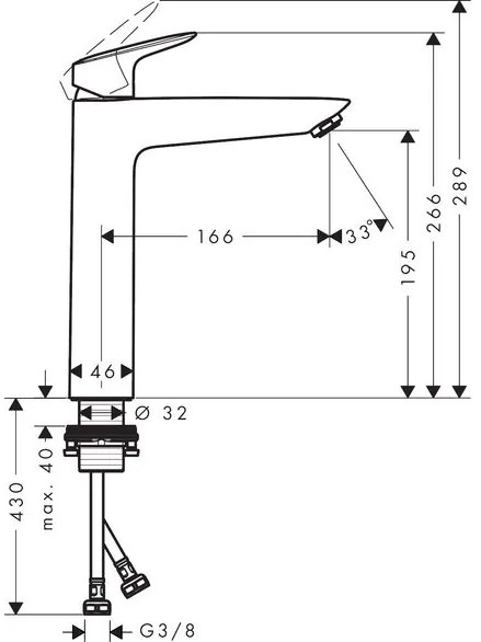 Hansgrohe Logis Umyvadlová baterie bez výpusti, matná černá 71091670