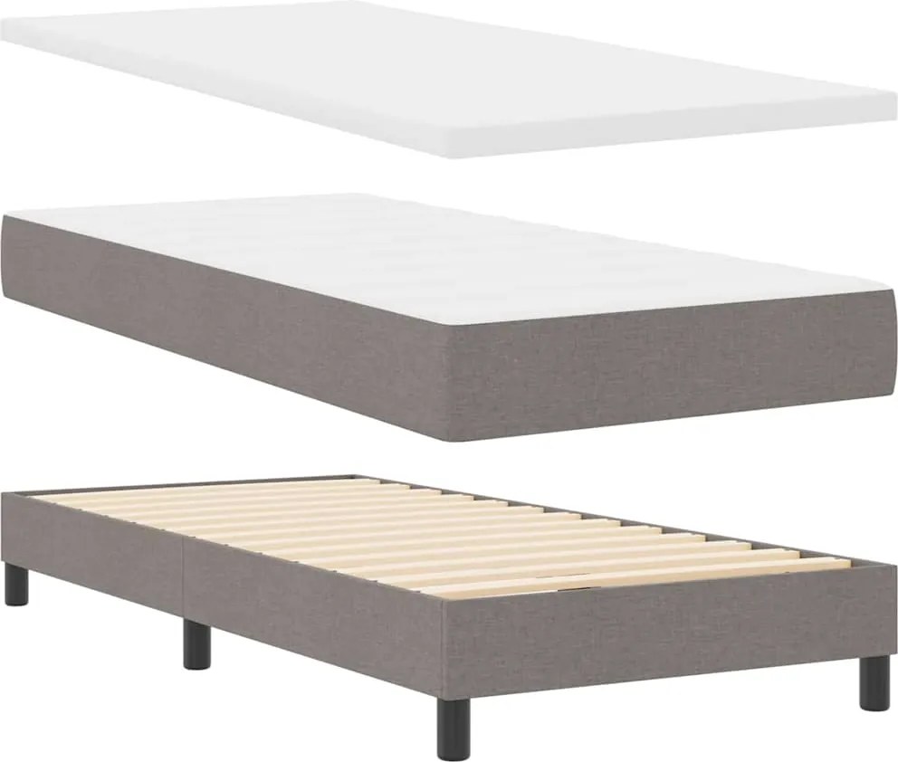 Postel s boxspringem s čelo Taupe 90 x 200 cm textil 3338738