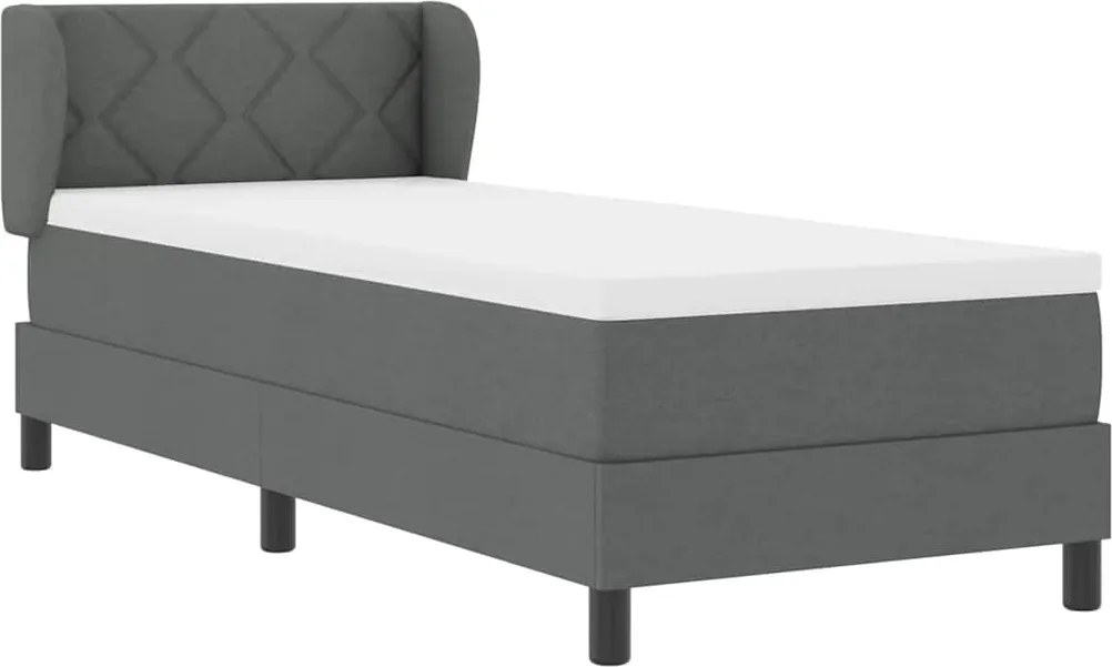 Postel s boxspringem s čelo Tmavě šedá 80 x 200 cm textil 3340053