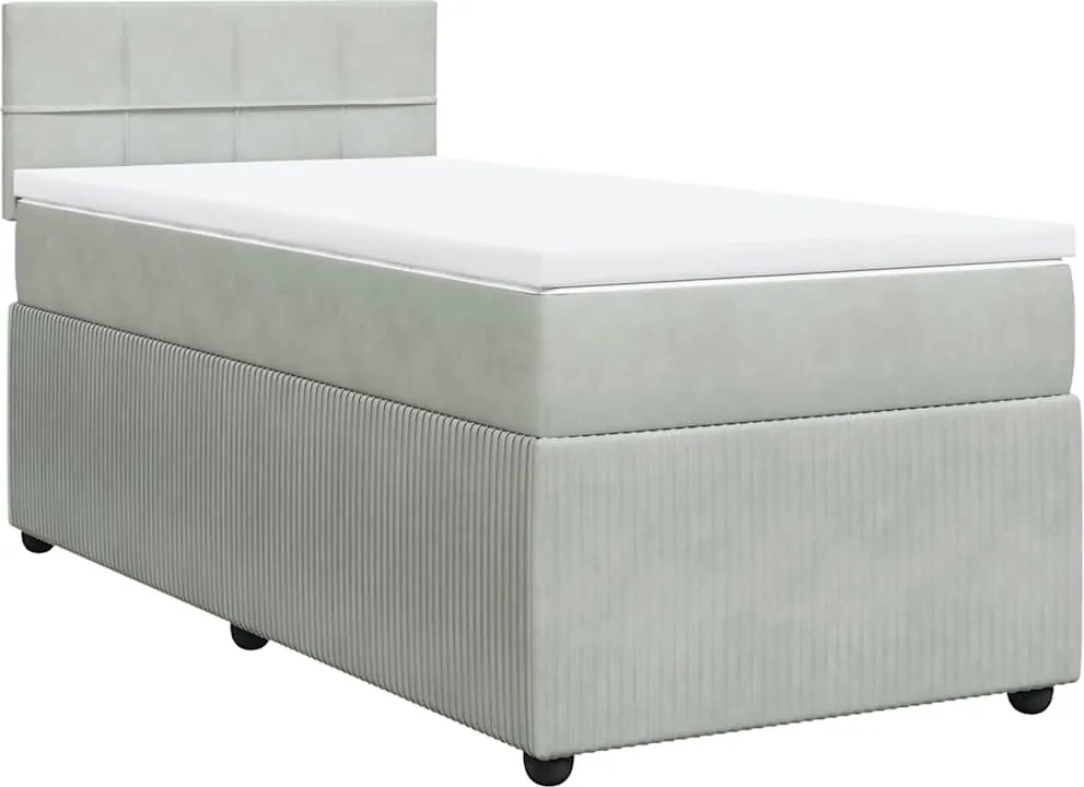 Box spring postel s matrací světle šedá 100x200 cm samet 3289962