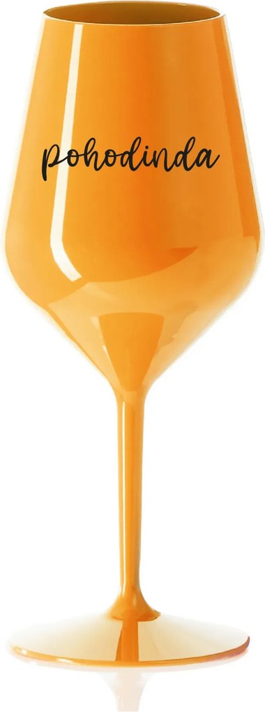 POHODINDA - oranžová nerozbitná sklenice na víno 470 ml