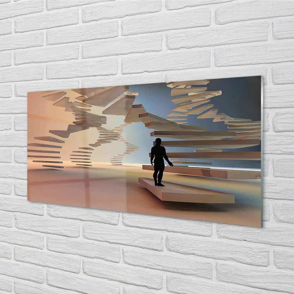 Obraz na skle schody 3d 140x70 cm