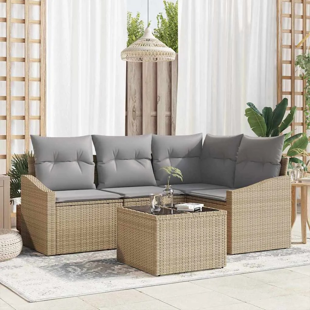 Set pohovek 5 ks Béžová polyratan 3346710