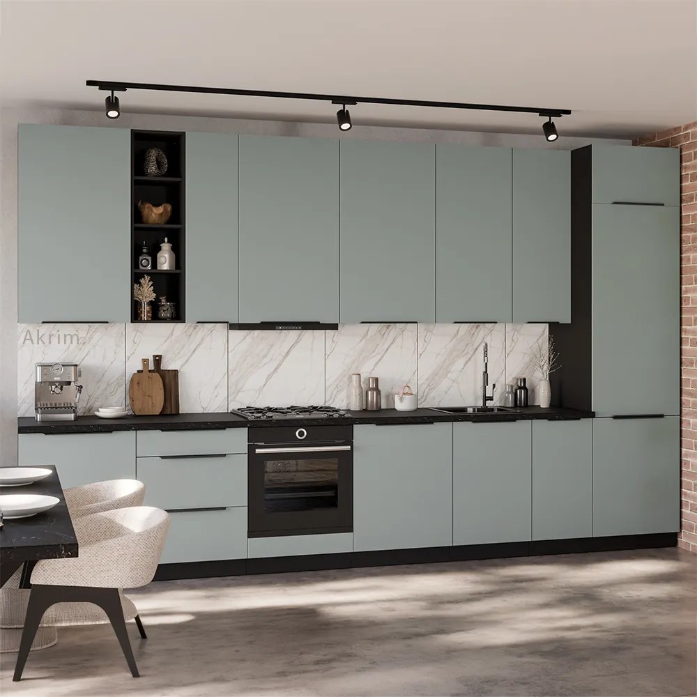 ARIA sc | horní skříňka 40 G-90 1F policová | 40 cm | VYSOKÁ | ANTI FINGERPRINT povrch | černá/aquamarine